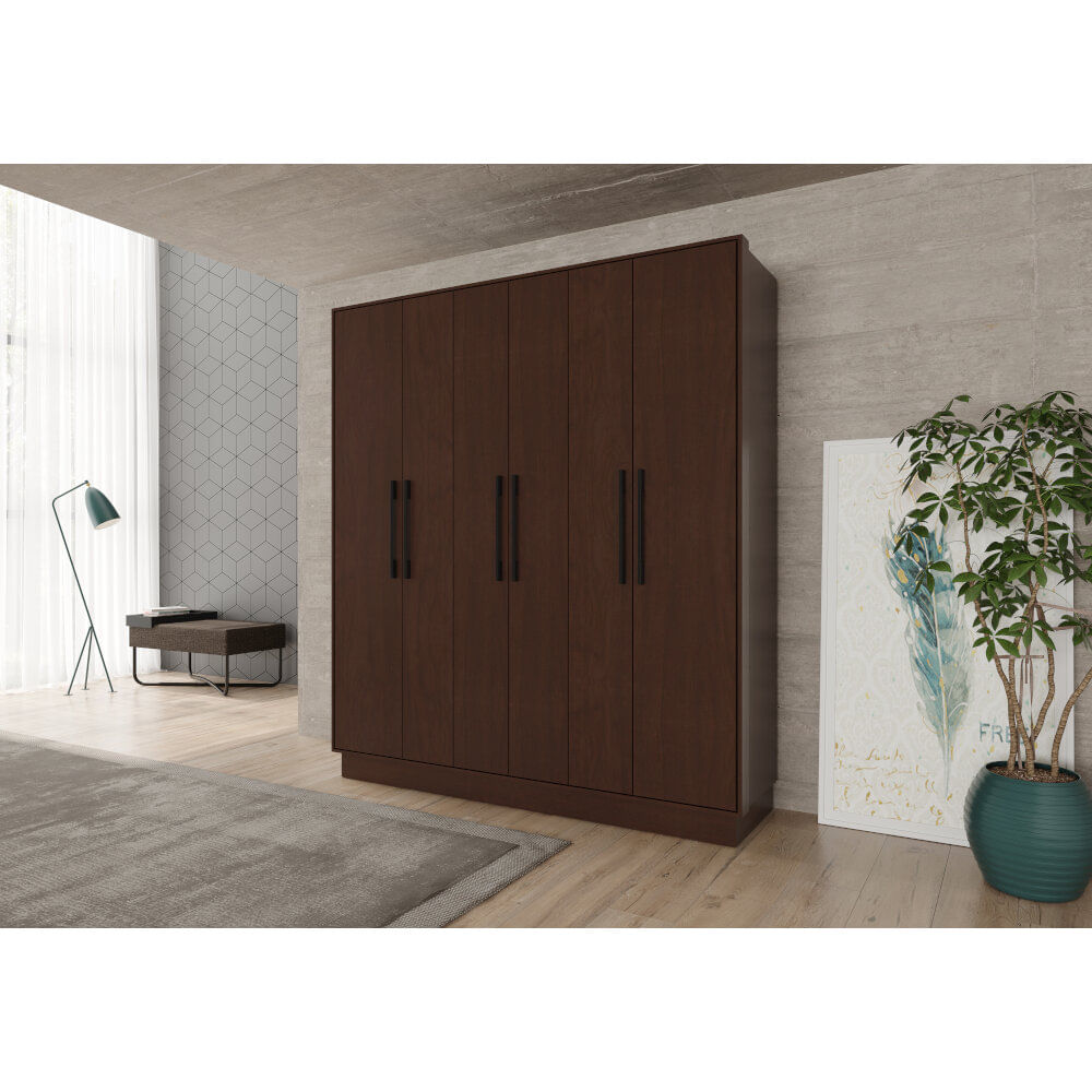ROPERO CLOSET BERTOLINI 1137 6 PUERTAS CHOCOLATE