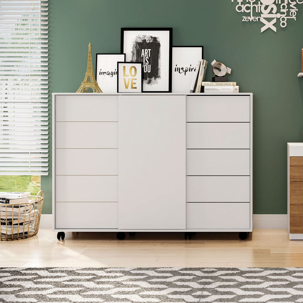 Cómoda, Cajonera, Bertolini Mary Blanca p/TV hasta 65"